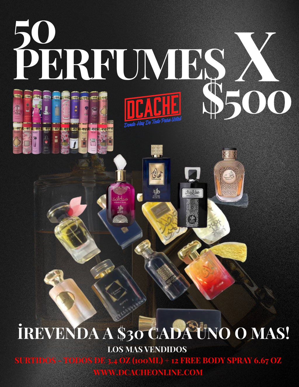50 PERFUMES POR $500 + 12 FREE BODY SPRAY – Dcache